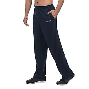CENFOR Men's Sweatpants Pockets Open Bottom Athletic Pants Jogging, Workout, Gym, Running, Hiking,Training(Navy Blue,M)