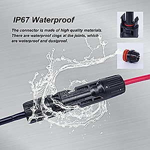 weideer Solar Panel Extension Cable 20FT 12AWG Connector Cable with Female and Male Extension Cable Wire Adapter Kit (20FT Red + 20FT Black) K-V001-12-20