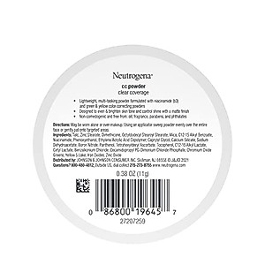 Neutrogena Clear Coverage Color Correcting Powder Makeup Compact, Mattifying CC Powder with Niacinamide & Green & Yellow Powders to Even Tone, Brighten, & Control Shine, Oil-Free, 0.38 oz