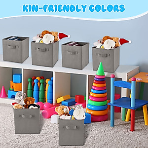12 Pcs Cube Storage Bin 11'' Collapsible Storage Cubes Foldable Cube Storage Organizer Bins Fabric Bins Storage Basket Fabric Cubby Boxes for Shelf Closet (Gray)