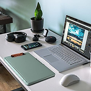 Dexas Slimcase 2 Storage Clipboard with Side Opening, 12.5 x 9.5 inches, Sea Foam Green with Rose Gold Clip 3517R-5503