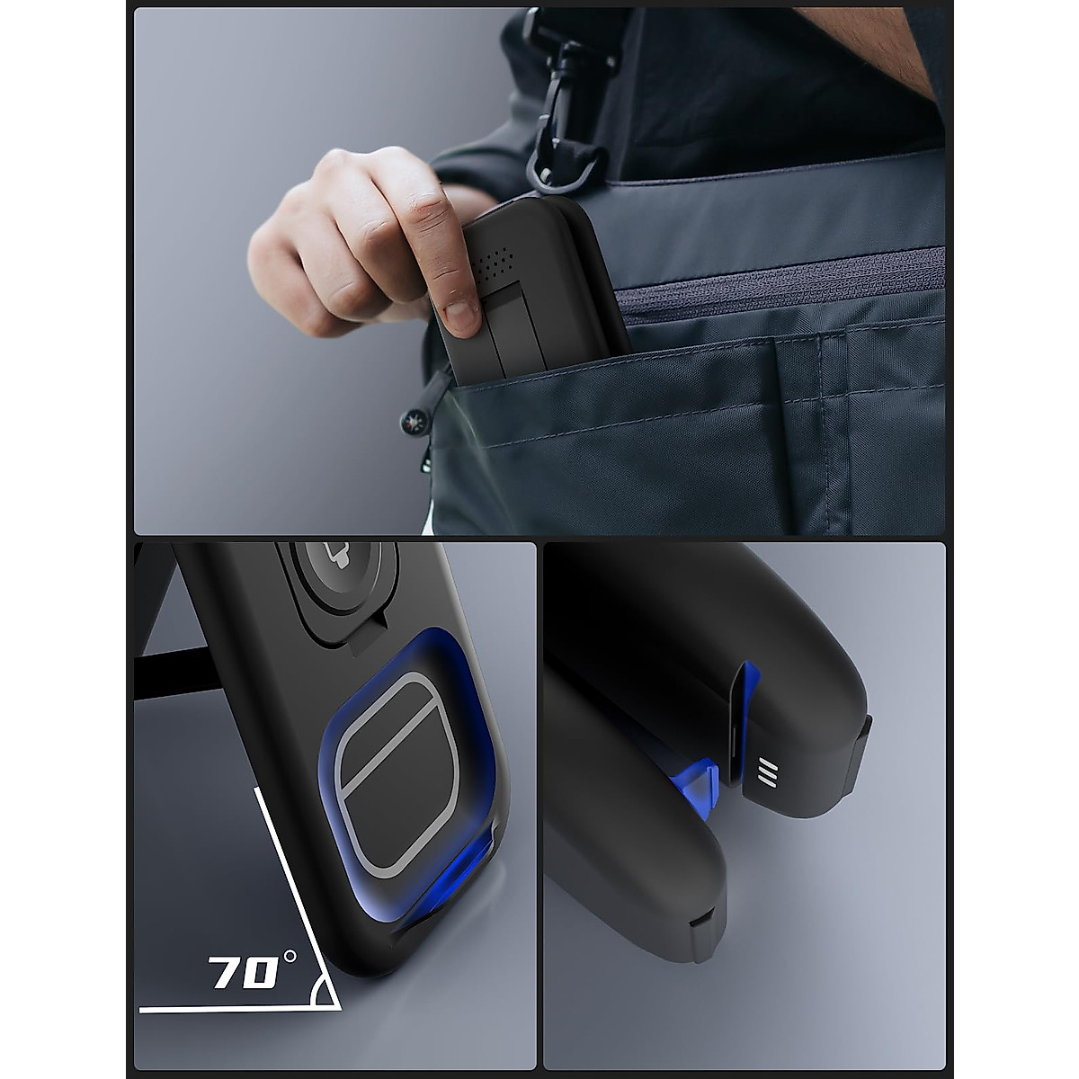 3 in 1 Wireless Charging Station for Apple, VOIDAY Ace Foldable Mag-safe Charger, Magnetic Travel Pad for iPhone 14/13/12 Series,iWatch Series, AirPods Series (Adapter Included)