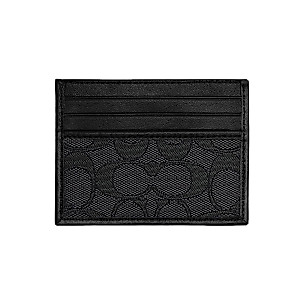 Coach Womens Refined Card Case in Signature Jacquard, Charcoal/Black