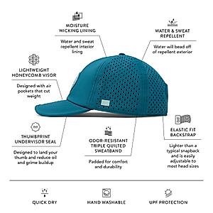 melin A-Game Crushed Hydro, Ocean, Men's Performance Adjustable Running Hat, Water-Resistant Fitted Baseball Cap, Running, Golf, or Workout Hats for Men & Women, Medium-Large