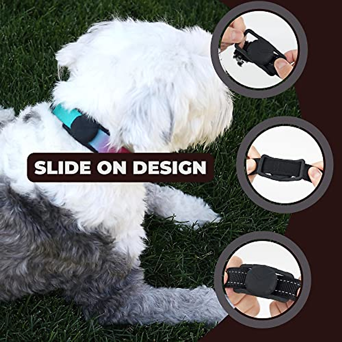 FOSSA Airtag Dog Collar Holder, Large Dog Airtag Holder, Waterproof Dog Collar Airtag Holder, Cat Air Tag Tracker Case