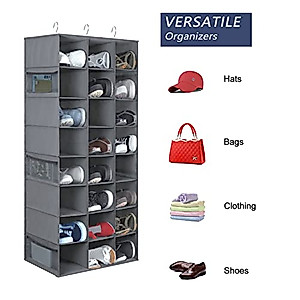 coastal rose Hanging Shoe Organizer for Closet, 24 Sections Shoe Holder Hanger Rack, Space-saving Shoe Organizers and Storage, Grey