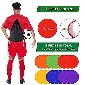 ZIECE Poly Spots Spot Markers for Gym Floor 9inch 10inch 12/18/36 Pcs Flat Cones Non-Slip Rubber Floor Dots Circles for Kids Sports Soccer Basketball Agility Training Dance Classroom