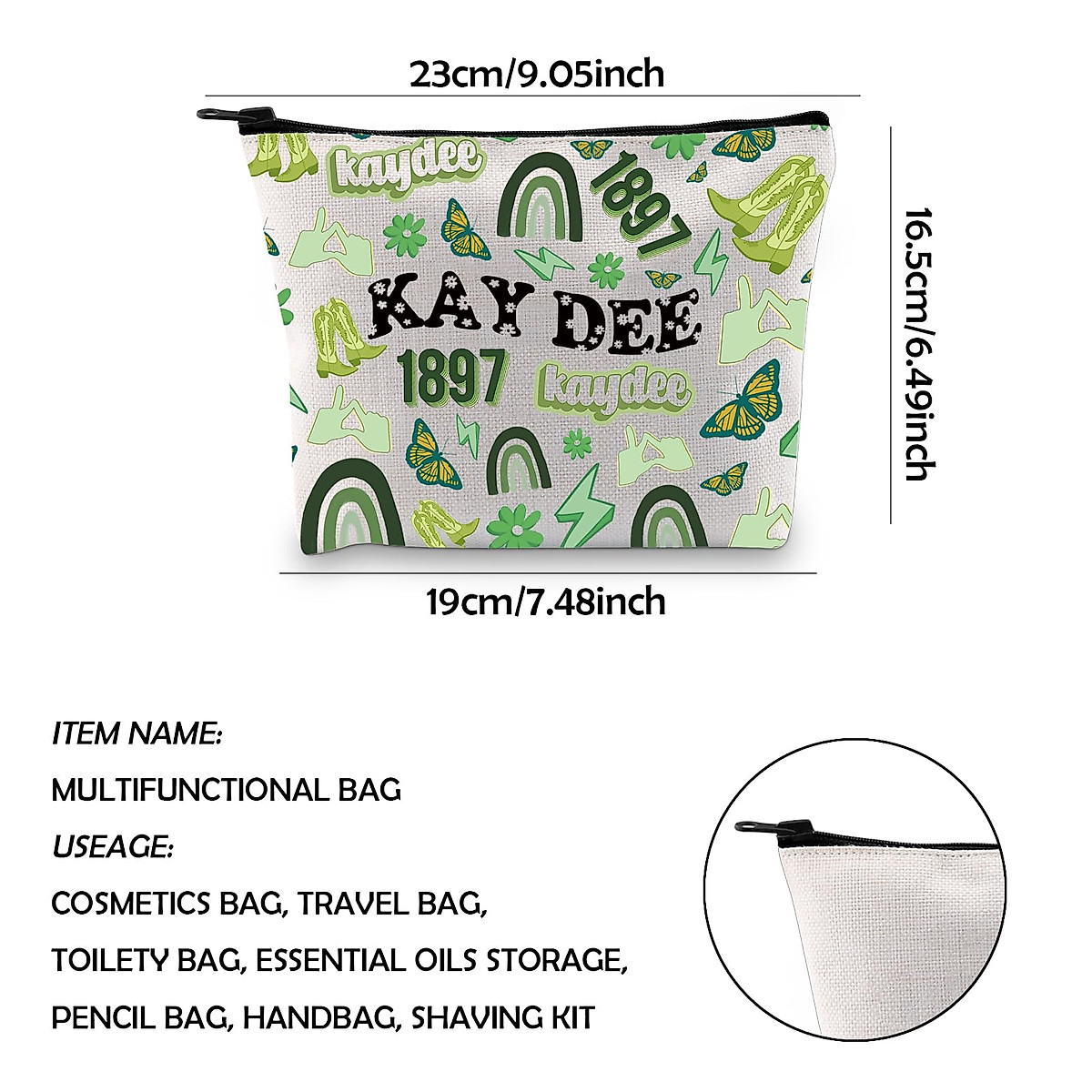 WCGXKO Kappa Delta Sorority Gift Meet the Chapters Gift Fraternity & Sorority Travel Cosmetic Pouch (KAPPA DELTA)