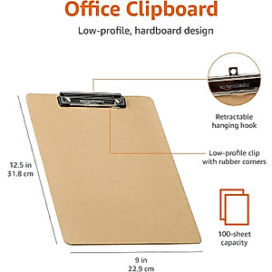 Amazon Basics Hardboard Office Clipboard - 6-Pack