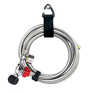 NQN Upgraded 12 FT 0-30 PSI High Pressure Adjustable Propane Regulator with Gauge 0~60PSI Gas Flow Indicator, QCC1 x 3/8" Female Flare Fitting with 3/8 Flare x 1/8 MNPT, Stainless Braided Propane Hose