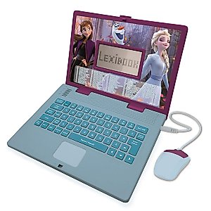 Lexibook Disney Frozen 2 - Educational and Bilingual Laptop Spanish/English - Girls Toy with 124 Activities to Learn, Play Games and Music with Elsa & Anna - Blue/Purple, JC598FZi2
