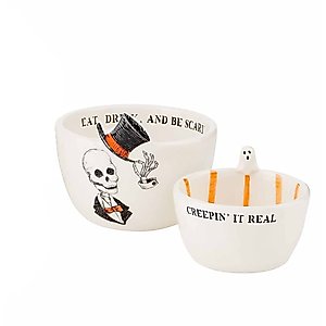 Mud Pie Halloween Nested Dip Bowl Set of 2 (Skeleton)