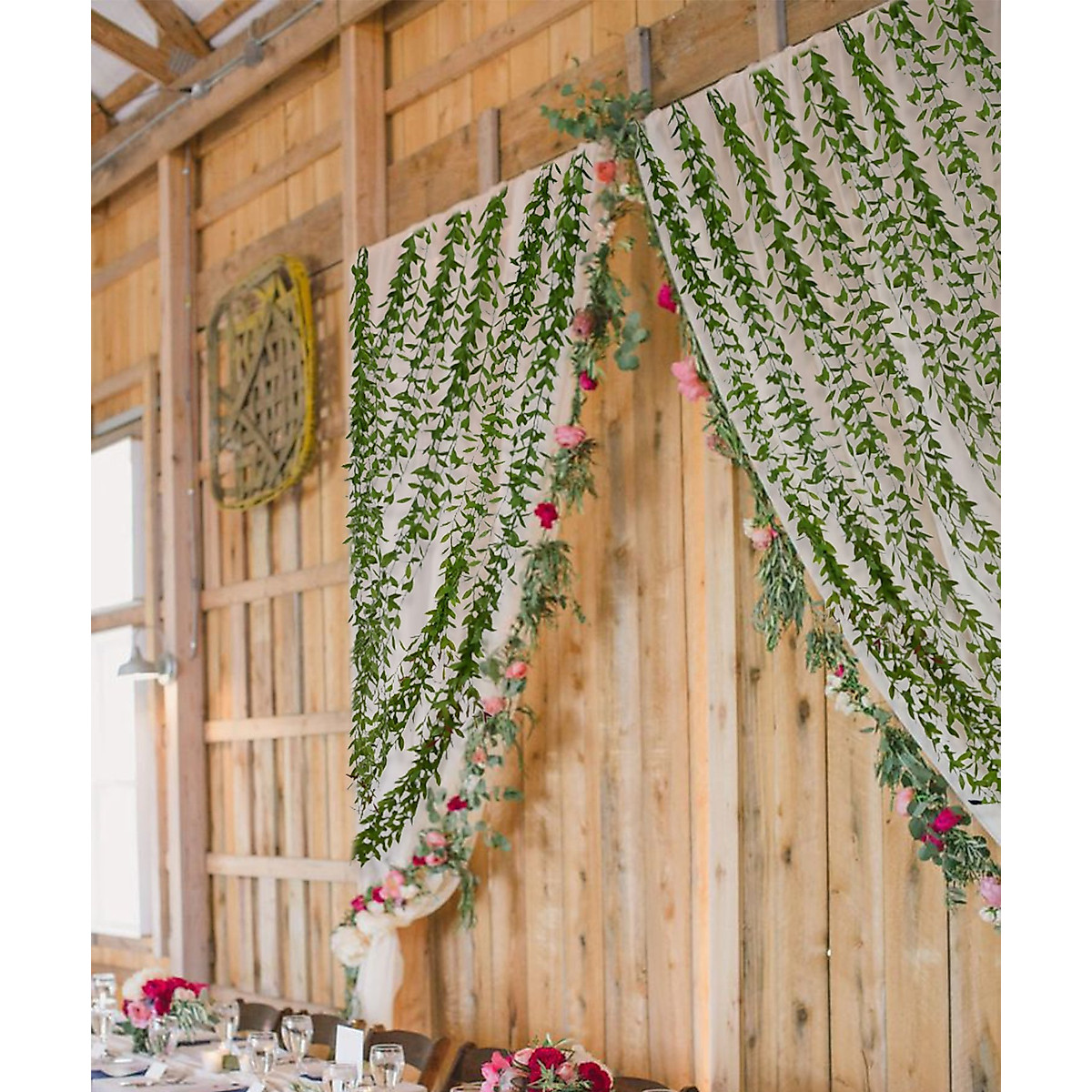 Lvydec 6pcs Artificial Vines Fake Greenery Garland Willow Leaves with Total 30 Stems Hanging for Wedding Party Home Garden Wall Decoration