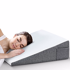 Wedge Pillow with Foam Top for Sleeping,Reading and Rest, 8 Inch Elevated Support Triangle Bed Pillow for Legs and Back Support with Washable Cover