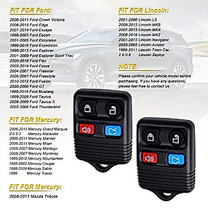 Pilida Keyless Entry Remote Clicker Control Replacement Fit for Escape Focus Fusion Mustang Taurus Explorer| Lincoln| Mercury| 4 Button Car Key Fob CWTWB1U345 Pack of 2