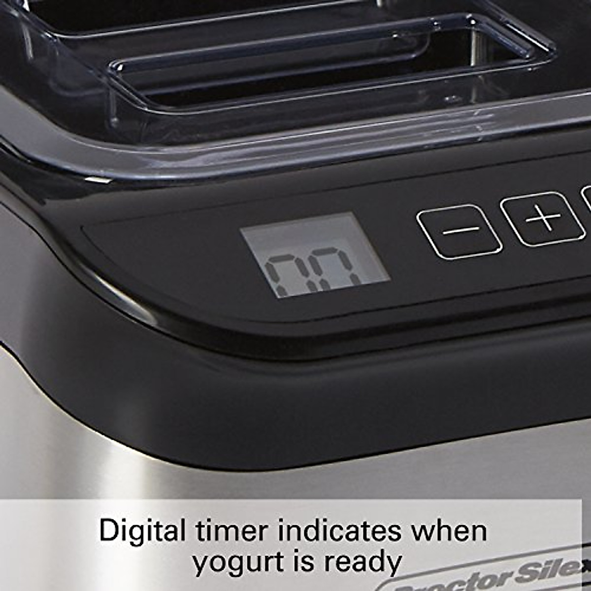 Proctor Silex Regular or Greek Yogurt Maker Machine with LCD Display, BPA-Free Storage Container, 32 oz, Stainless Steel (86300)