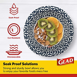 Glad Disposable Paper Bowls with Blue Mosaic Design, 16 Ounces, Soak Proof, Cut-Proof, Microwaveable, 300 Count | Strong and Heavy Duty Paper Bowls | Disposable Paper Bowls for Everyday Use