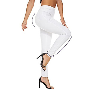 LICTZNEE Jeggings for Women High Waist, Stretchy Pull on Skinny Denim Jean Legging for Women with Pockets, Soft Breathable Cotton Blend, (White，Small)
