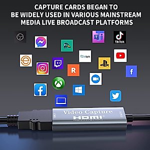 Papeaso Video Capture Card, Video Recording Card Wonderful 4K HDMI to 1080P USB C for Gaming Streaming TV Recorder, for Windows Mac OS System with USB C Adapter to Adjust PS4, Switch, Xbox1