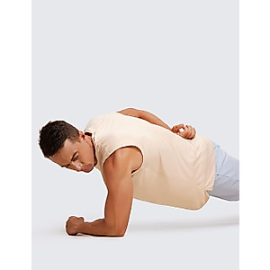 CRZ YOGA Men's Workout Sleeveless Shirt Quick Dry Stretchy Swim T-Shirts Athletic Gym Running Beach Tank Top White Opal Medium