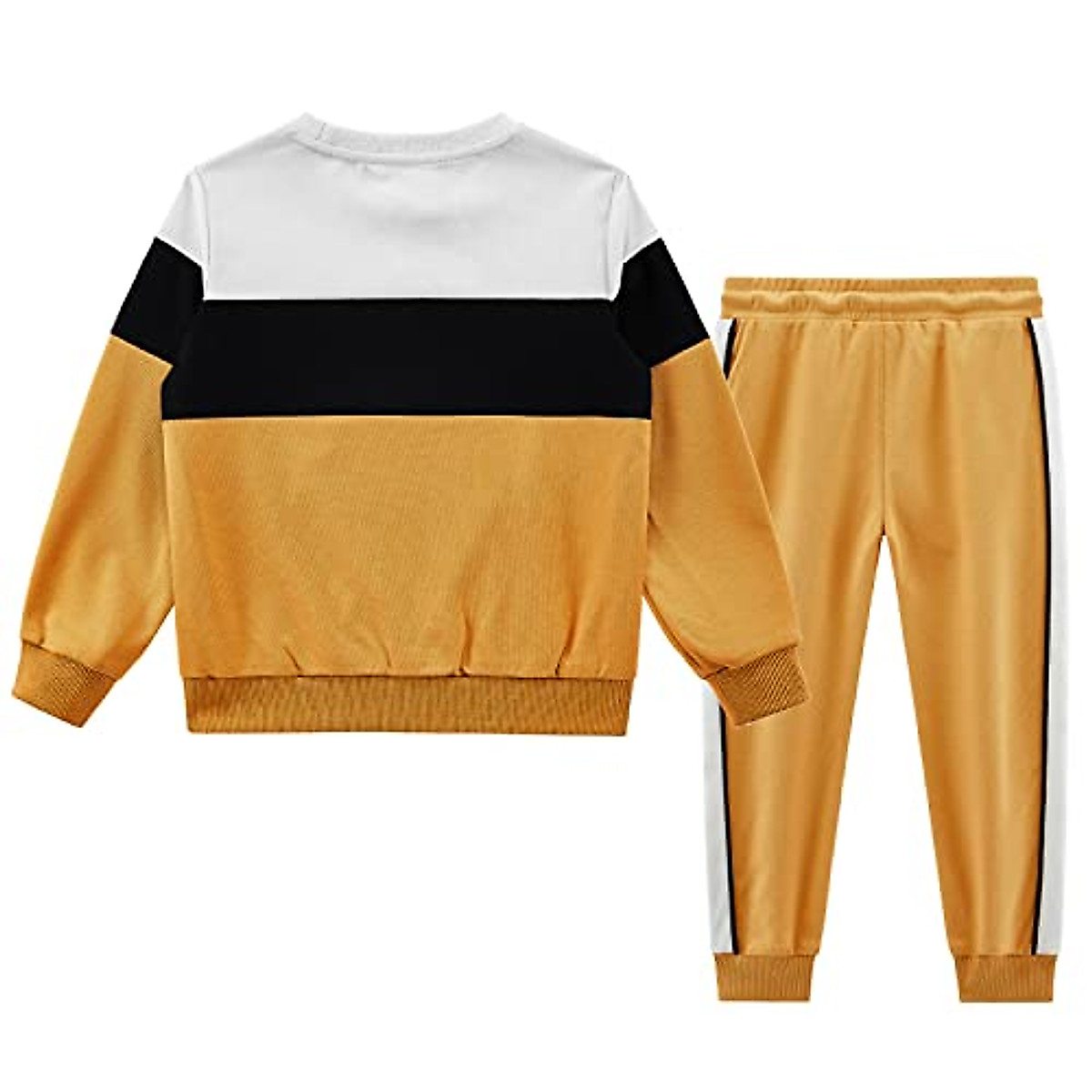 ANOTWENER Boys Track Suit Toddler Sweatsuit Kids Tracksuit Boys Activewear Jogger Sweat Suits Sets Active Sweatpants and Sweatshirts 2 Piece Outfits 2-8 years Size 2 3 4 5 6 7 8 Yellow BAS-012-6-7Y