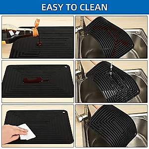 IFFMYJB Silicone Trivet Mats for Hot Pots & Pans Hot Dishes, Silicone Pot Holders, Hot Pads for Kitchen, Multipurpose Heat Resistant Mat for Silicone Hot Pads, Trivet Mat 2 Set Black