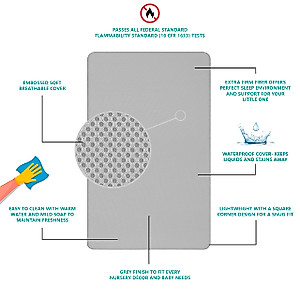 Dream On Me Snuggles Extra Firm Fiber Portable and Mini Crib Mattress in Grey, Greenguard Gold Certified, Soft Breathable Mesh Cover, Lightweight Baby Mattresses for Cribs