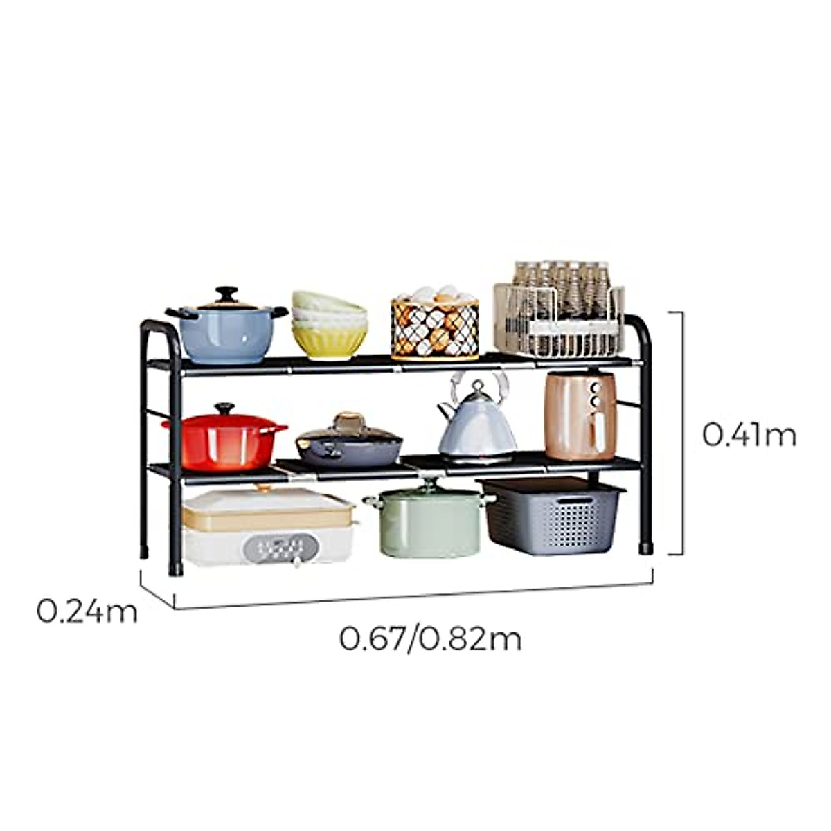 BIENKA Kitchen Cabinet Shelf Countertop Storage Shelf Desktop Pantry Shelf Cupboard Shelf Organiser for Kitchen Bedroom Bathroom Shelf ( Color : Black , Size : Double Layer 8 Board )