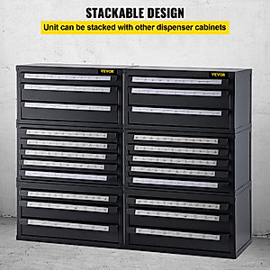 VEVOR Drill Bit Dispenser Cabinet Set, Three-Drawer for 1/16" to 1/2" & Letter Sizes A to Z, Five-Drawer Drill Bit Organizer for Wire Gauge Sizes #1 to #60, 3 Pieces