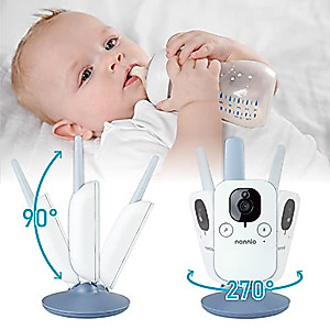 nannio Baby Monitor Hero2 Video Baby Monitors with Camera and Audio, Two-Way Talk, Auto Night Vision, Voice Activation, 5 Lullabies, 985ft Range, Long Battery Life, Baby Gifts, 2 Years Warranty