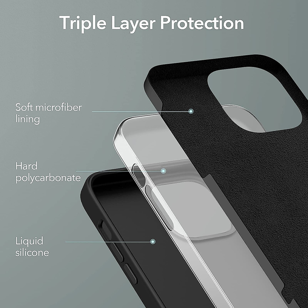 ESR Cloud Soft Case Compatible with iPhone 13 Pro Max Case (2021) (6.7 Inch), Liquid Silicone Case, Slim and Shockproof with Anti-Scratch Microfiber Lining, Black