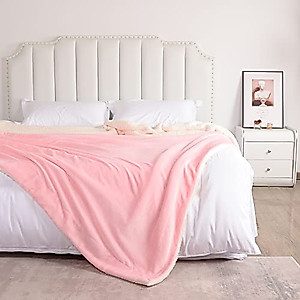 Stellhome Sherpa Fleece Throw Blanket for Couch - Thick Fuzzy Warm Soft Blankets and Throws for Sofa, 50x60 Inches(Throw Size), Pink