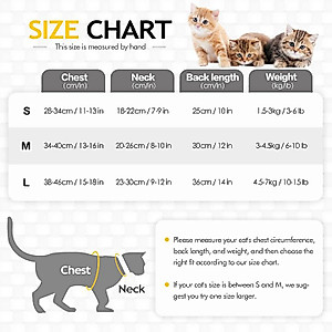 Cat Recovery Suit Female Cat Onesie for Cats After Surgery, Cat Surgery Recovery Suit for Spay Abdominal Wounds Anti Licking, Surgical Recovery Suit Bodysuits with Long Sleeves for Cats Kitten