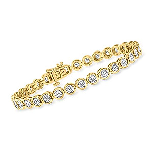 Ross-Simons 3.00 ct. t.w. Bezel-Set Diamond Tennis Bracelet in 18kt Gold Over Sterling. 7 inches