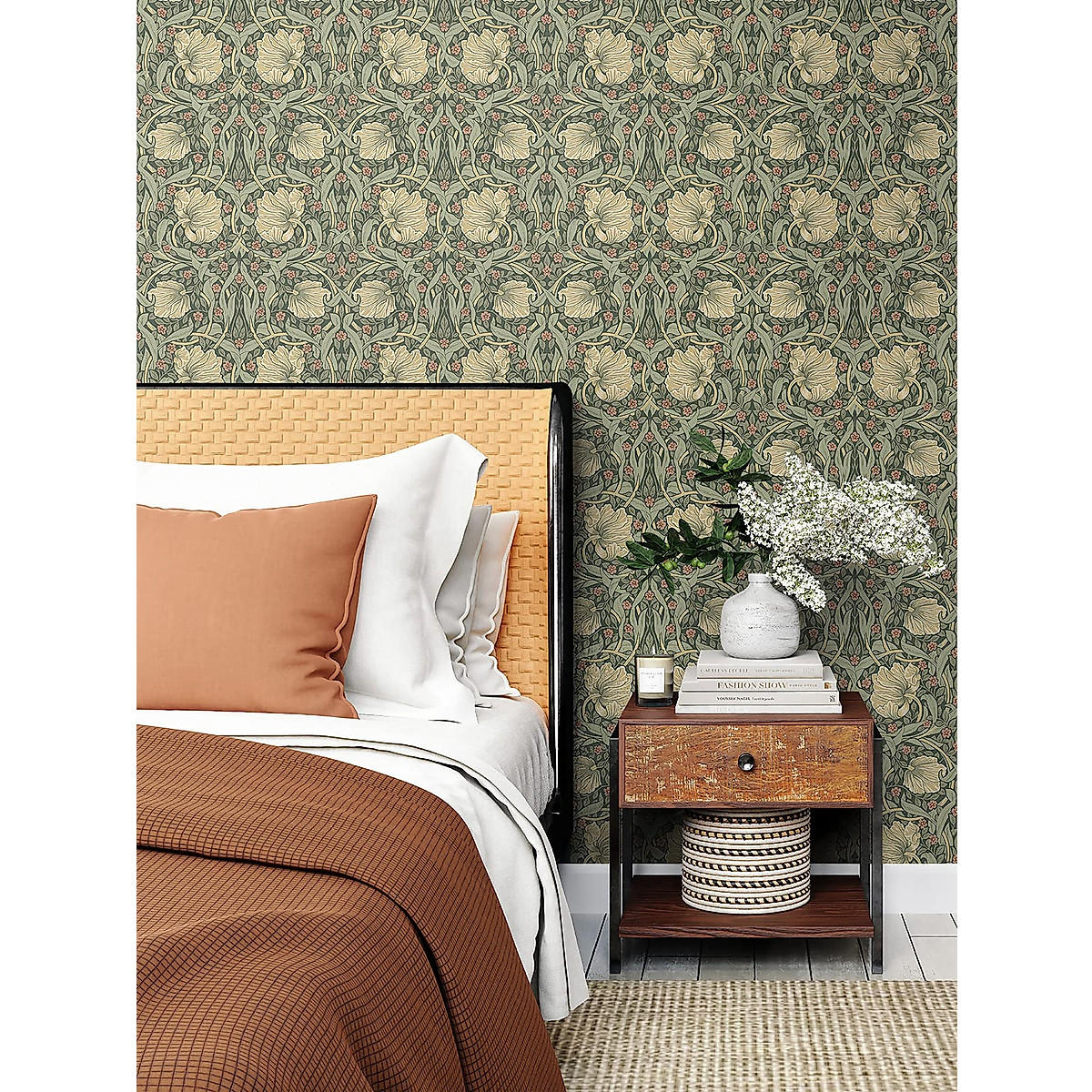 NextWall Pimpernel Floral Peel and Stick Wallpaper (Gardenia & Sage)