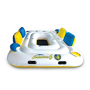 Body Glove Catalina Island - Six-Person Inflatable Floating Lounge with Bluetooth Speaker, 2 Coolers & 6 Drink Holders, Mesh Cooling Zone, Anchor System, Leisure Lake Relaxation