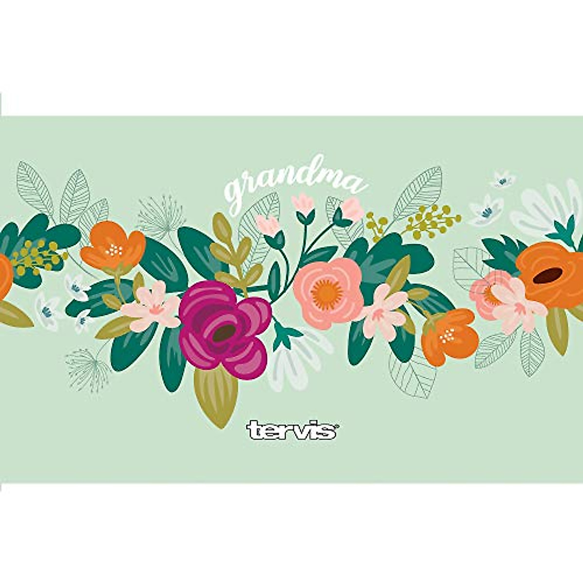 Tervis Mint Grandma Floral Stainless Steel Insulated Tumbler with Clear and Black Hammer Lid, 20oz, Silver