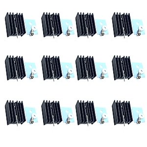 TO-220 Heatsink Kit,TO220 Heatsink + Insulator/Mounting Kits (TO220 Heat Sink +Screw+Insulator Rubberized Silicone) for LM78XX Voltage Regulator, MOSFET Transistor 20mmx15mmx11mm 12 Pack