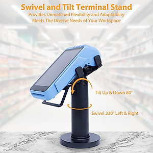 Universal Credit Card Terminal Stand for Square Terminal, 7" Tall Swivel and Tilt Credit Card Readers Square Stand with Handle for Most POS Machine, Screw-in and Adhesive Installation, Black