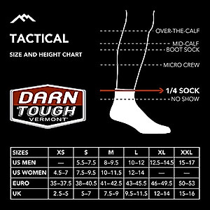 Darn Tough Tactical Quarter Cushion Socks (T4088) Unisex – (Black, Large)