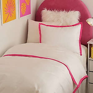 Dormify Border Duvet Cover & Sham Set | Includes 1 Duvet Cover & 1 Standard Sham | Twin/Twin XL Comforter Set | Bedding | Hot Pink & White | Supersoft Bedding Essentials | Dorm or Bedroom Essential