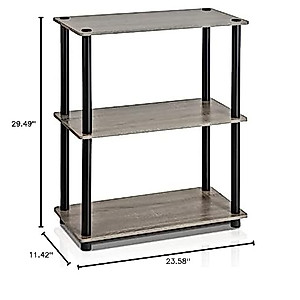 Furinno Turn-N-Tube Display Rack, 3-Tier Single, French Oak Grey/ Black
