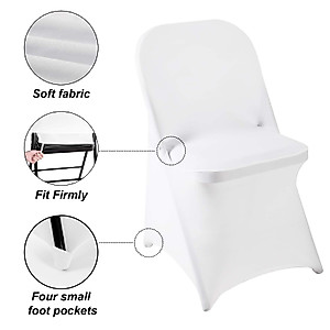 Ascoza 20 Pack White Spandex Folding Chair Covers in Stretch Washable Fabric for Wedding, Party,Holidays,Celebration and Other Special Events