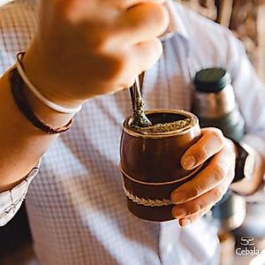 Cebala | Premium yerba mate cup (Mate gourd set) - Uruguayan mate (torpedo mate style)- Includes nickel silver bombilla straw and calabash mate cup