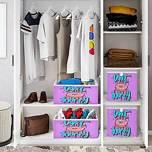 visesunny Closet Baskets Donut Worry Storage Bins Fabric Baskets for Organizing Shelves Foldable Storage Cube Bins for Clothes, Toys, Baby Toiletry, Office Supply