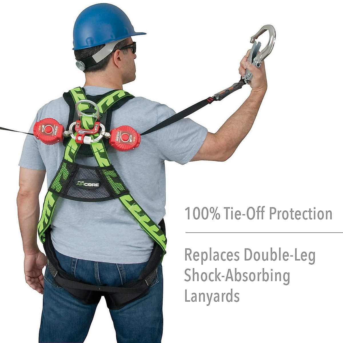 Miller Honeywell Ademco Miller Twin Turbo 6-Foot Fall Protection System with G2 Connector and Aluminum Locking Rebar Hooks (MFLC-12-Z7/6FT)