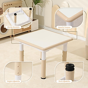 SINKIPA Kids Table and 2 Chairs Set, 23.6''L x 23.6''W Toddler Table and Chairs, Height Adjustable Kids Study Table for Ages 2-10, Graffiti Desktop Children Activity Table with Anti-Slip Foot Covers