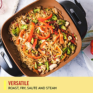 BELLA Electric Skillet, Frying Pan, Griddle and Warming Tray Bundle - Nonstick Copper Titanium Coating, Adjustable Temperature, Dishwasher Safe