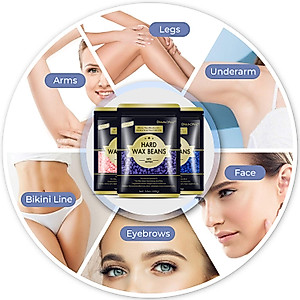 Wax Beads for Hair Removal, Keethem 10.5oz Hard Wax Beans Coarse Hair Waxing Beads for Face, Eyebrow, Bikini Brazilian for Women Men with 10 Applicators 3 packs