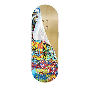 Teak Tuning Fingerboard Deck Graphic, Graffiti Wall - Adhesive Graphics to Customize Your 32mm - 110mm Long, 35mm Wide, 0.2mm Thick - Waterproof Vinyl - Includes Mini File